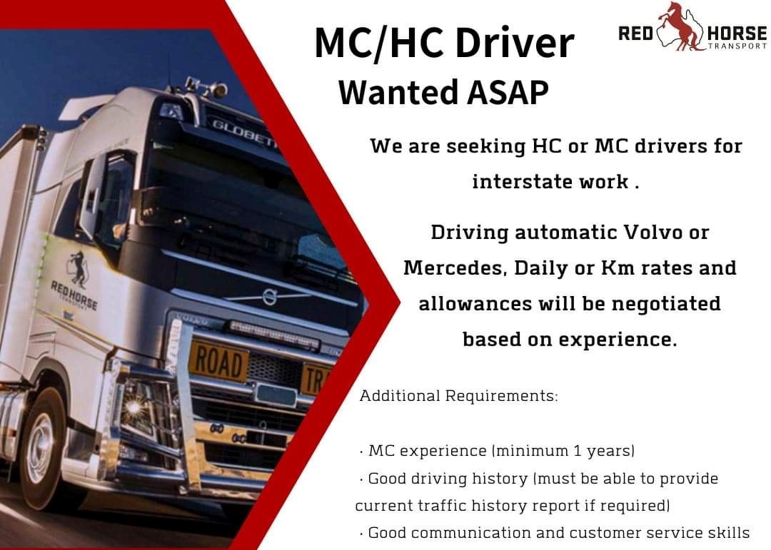 MC/HC DRIVER WANTED ASAP | Driver Jobs Australia
